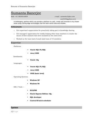 JAVA_PLSQL_(9 years)_resume | PDF