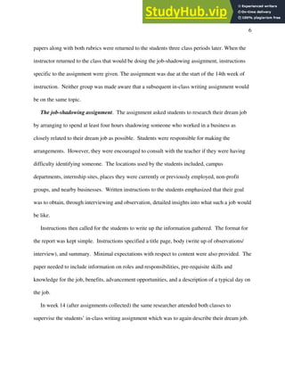 1 Effects Of A Job Shadowing Assignment On Writing | PDF