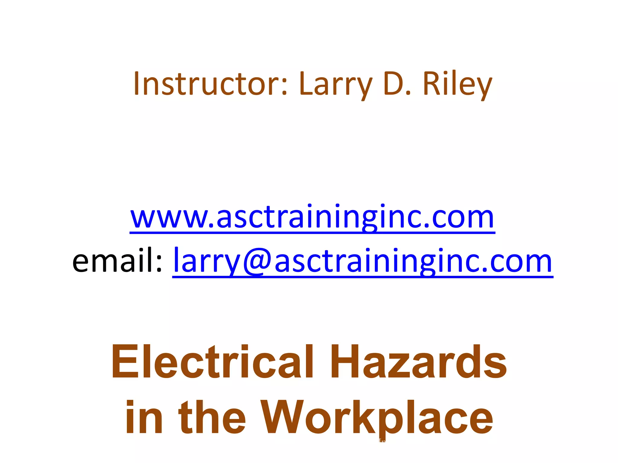 Electrical safety and Arc Flash Training | PPTX