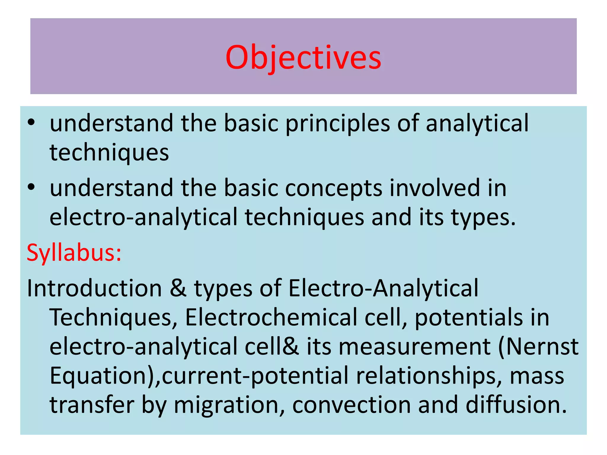 1 electro analytical techniques | PPTX