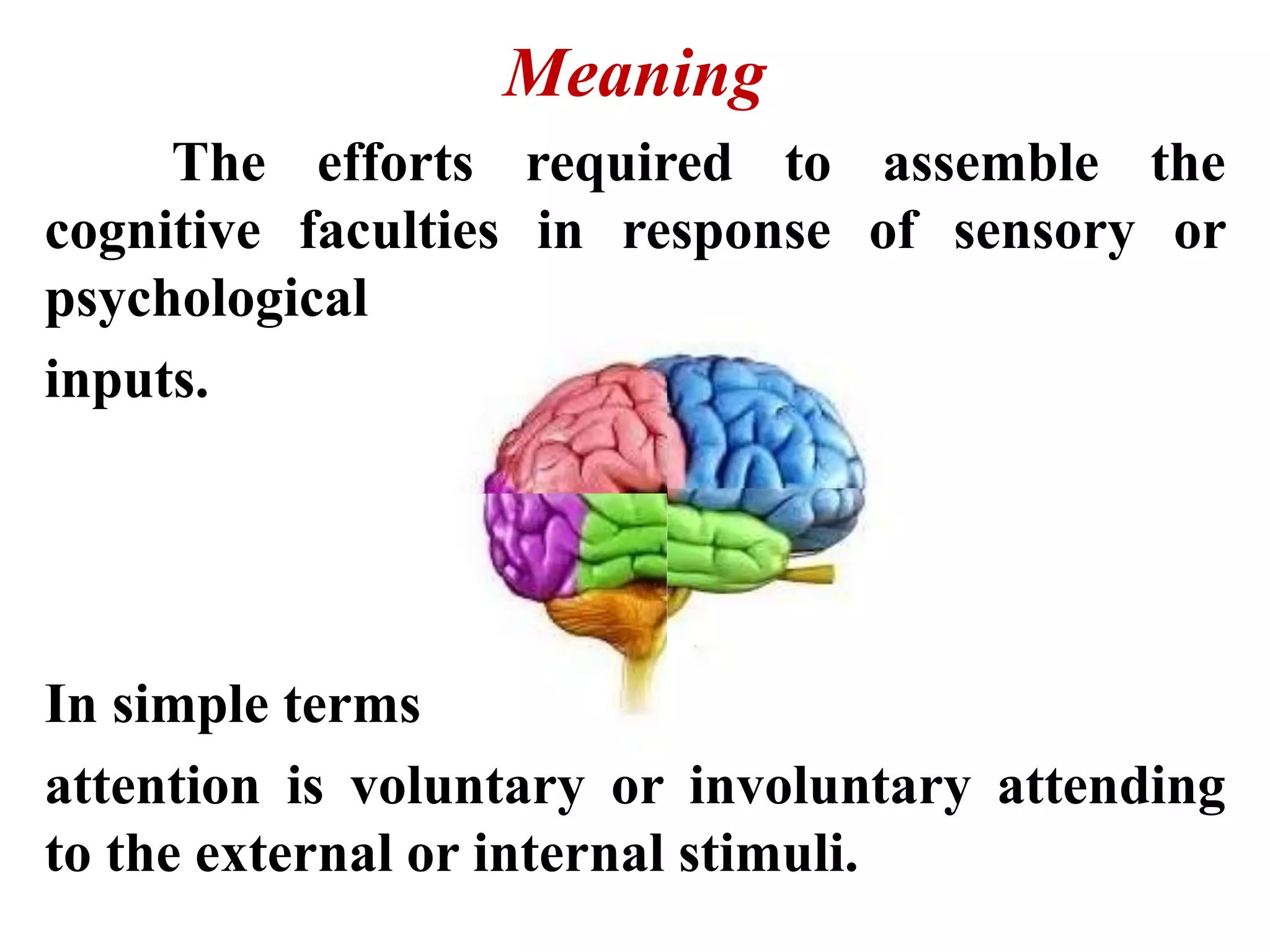Nature of attention (Meaning, Definition and Theories in brief) | PPSX