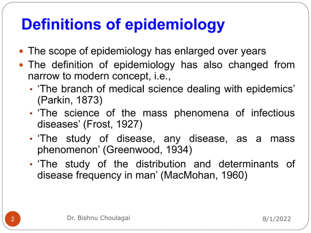 Epidemiology - definition, scope and uses.ppt | Infectious Diseases | Diseases and Conditions