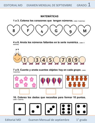 Examen De Matematicas 1er Grado