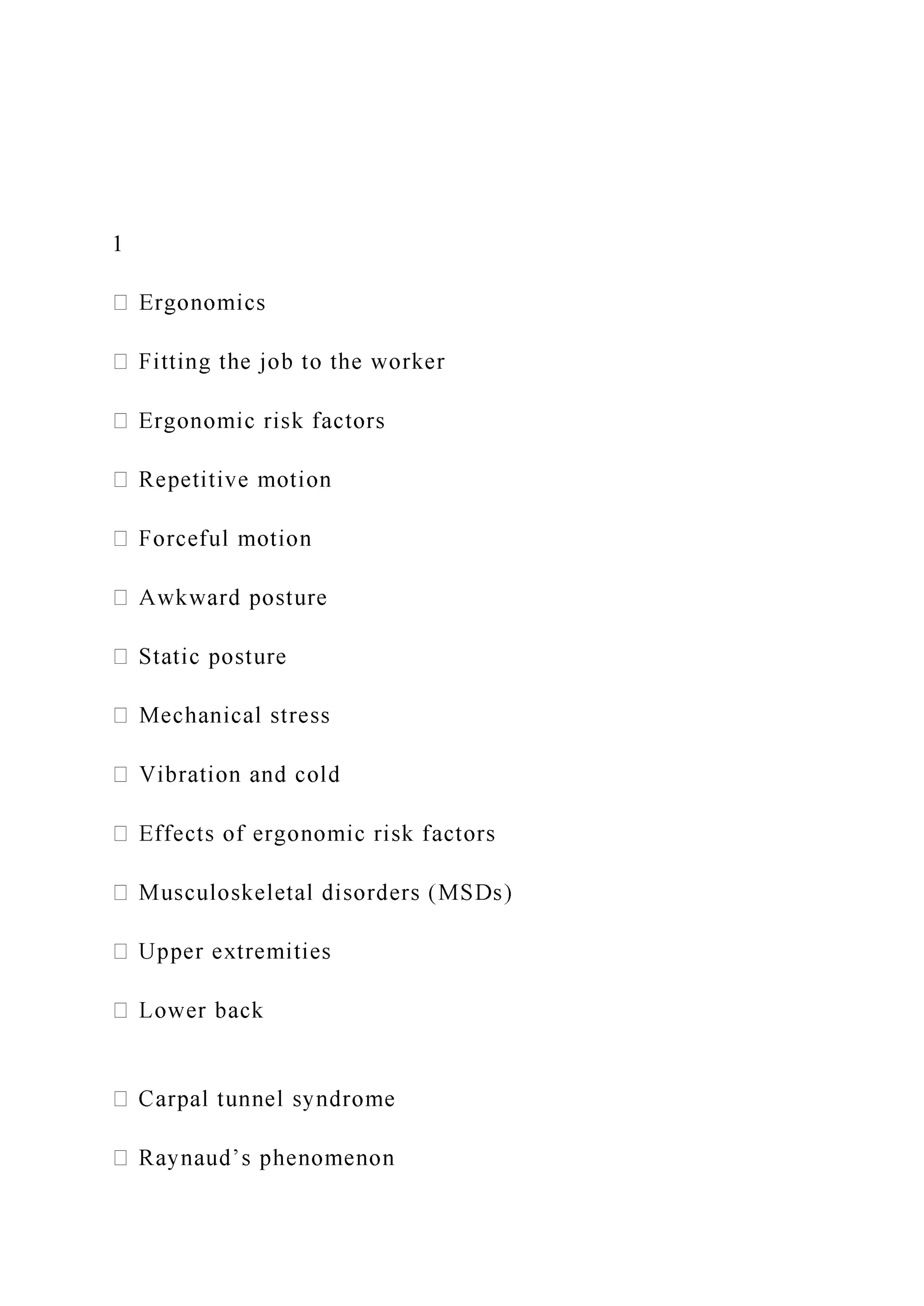 1 Ergonomics Fitting the job to the worker E.docx