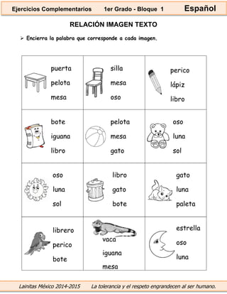 1er grado bloque 1 - ejercicios complementarios | PDF