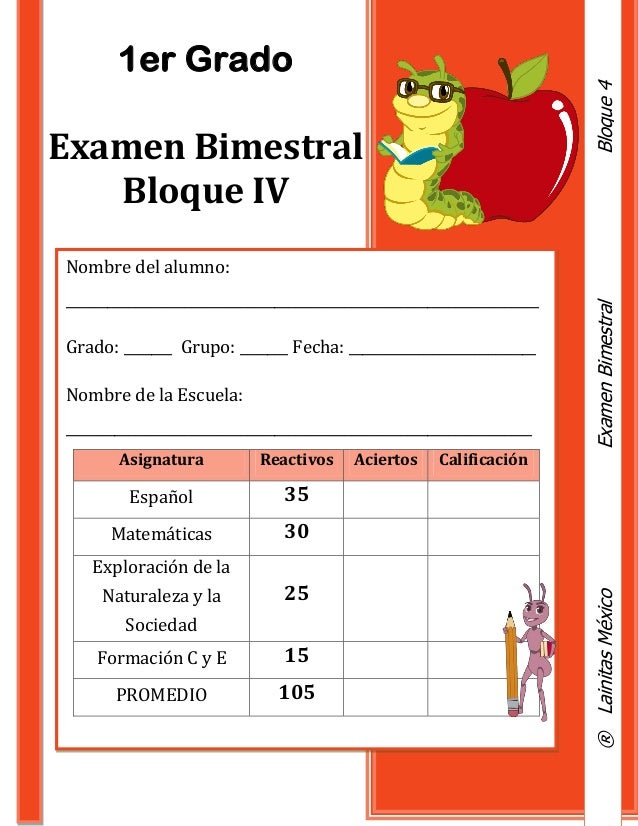 Examen Bimestral Para Primer Grado De Educacin Primaria