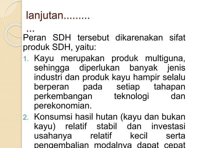 Materi 1 Ekonomi Sumberdaya hutan ppt kehutanan | PPTX