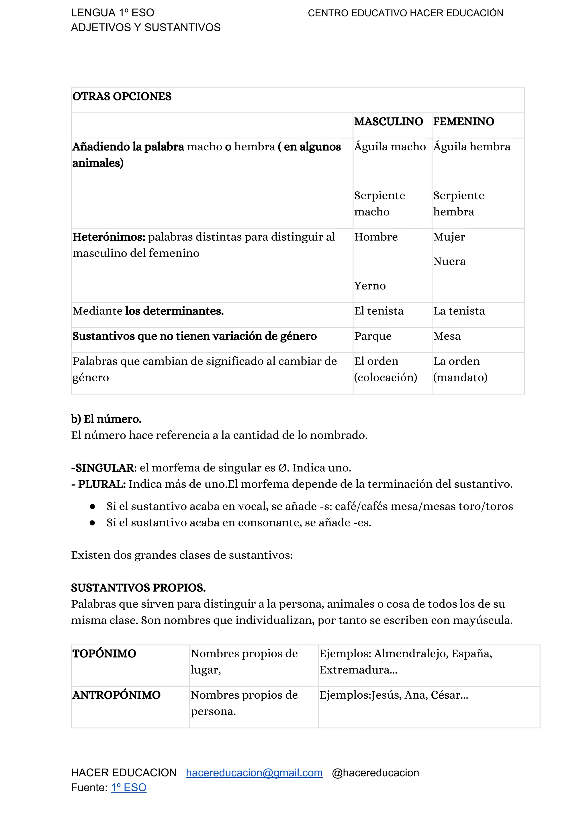 Lengua 1º eso: Adjetivos y Sustantivos | PDF