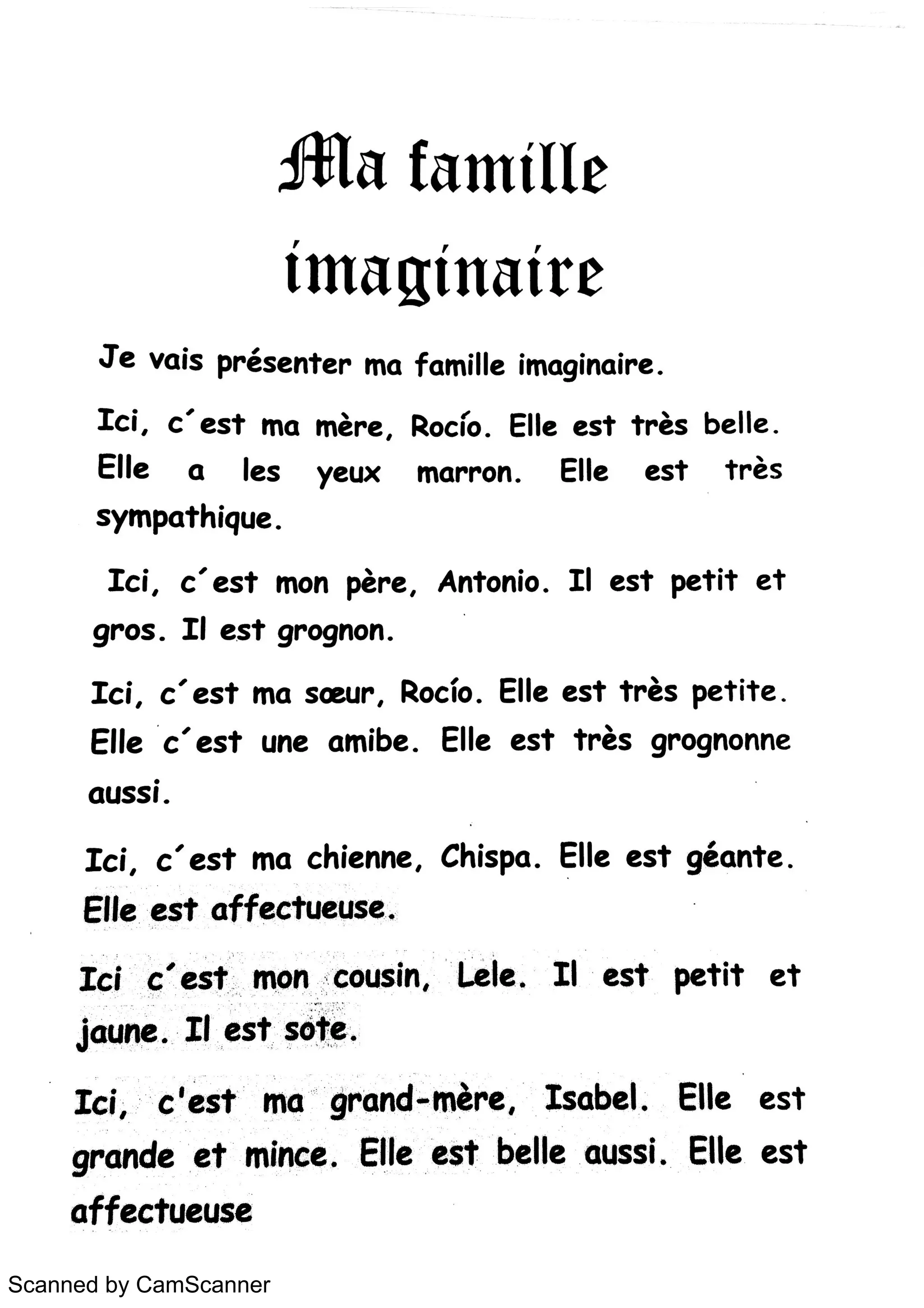 1º eso exposición "ma famille imaginaire" | PDF