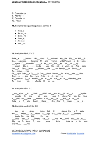 Lengua Primer Ciclo Secundaria. Ortografía | PDF