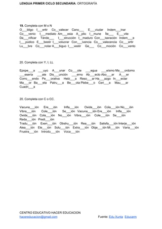 Lengua Primer Ciclo Secundaria. Ortografía | PDF