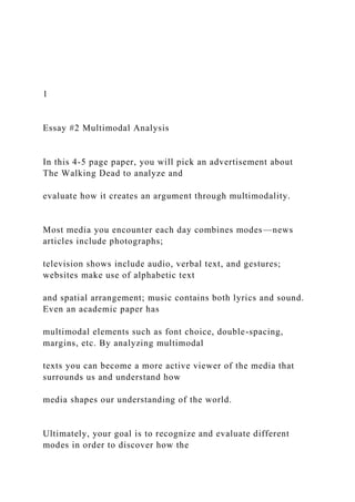 1 Essay #2 Multimodal Analysis In this 4-5 page p.docx
