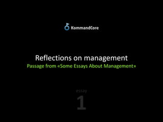 (1) Essay «Reflections On Management» | PPT