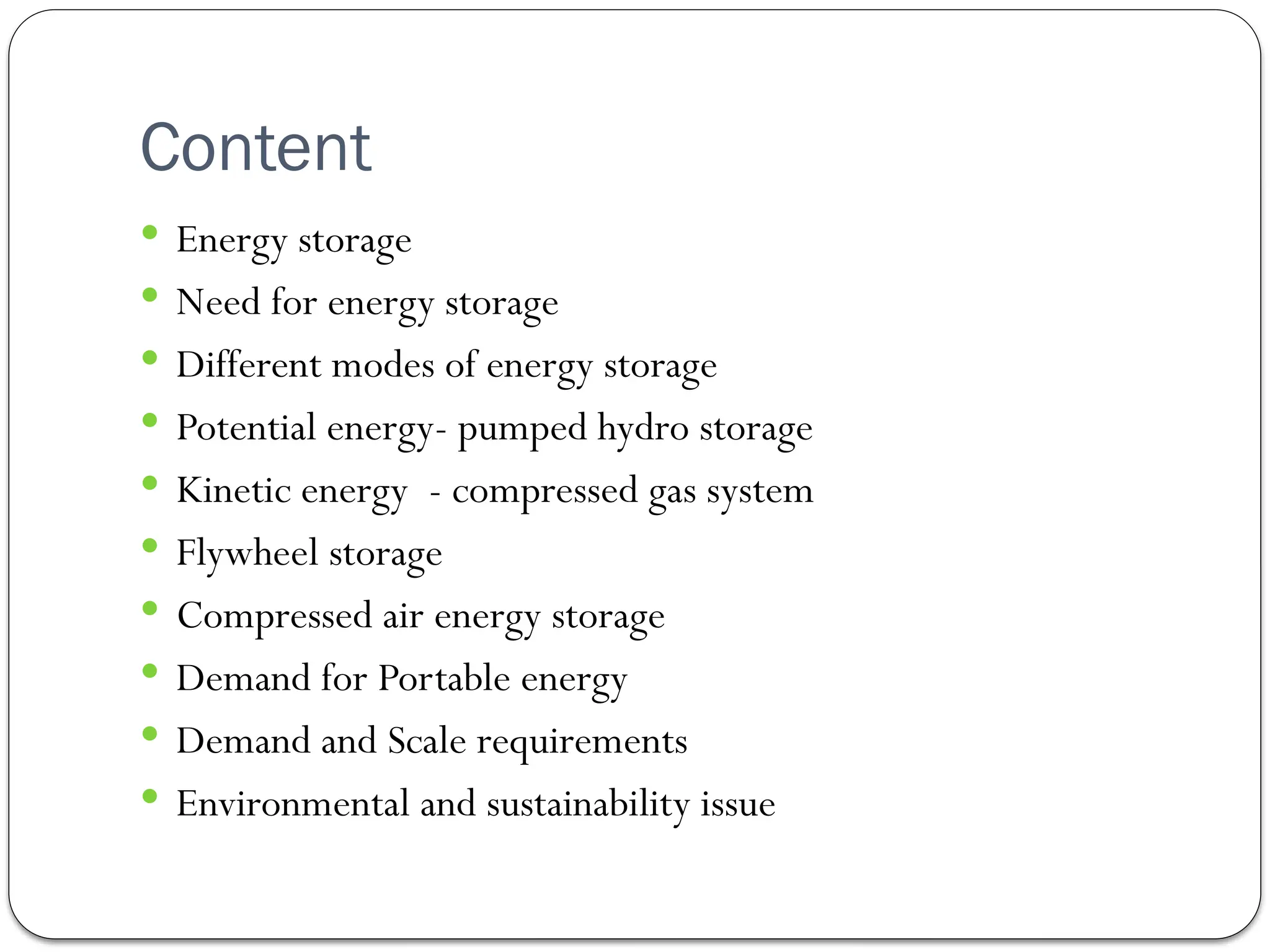 Energy storage technology power point unit 1 | PPTX