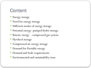 Energy storage technology power point unit 1 | PPTX