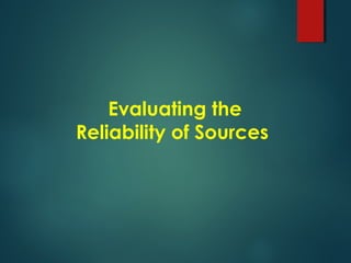 1 - Evaluating sources' credibility bb | PPT