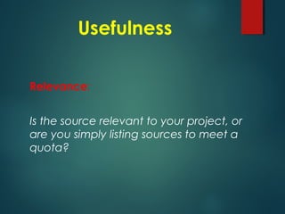 1 - Evaluating sources' credibility bb | PPT