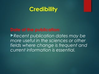 1 - Evaluating sources' credibility bb | PPT