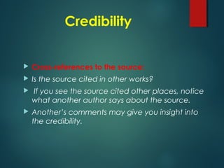 1 - Evaluating sources' credibility bb | PPT