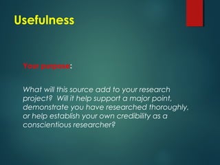 1 - Evaluating sources' credibility bb | PPT