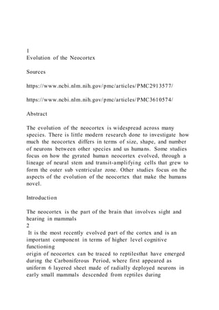 1Evolution of the NeocortexSourceshttpswww.ncbi.nlm