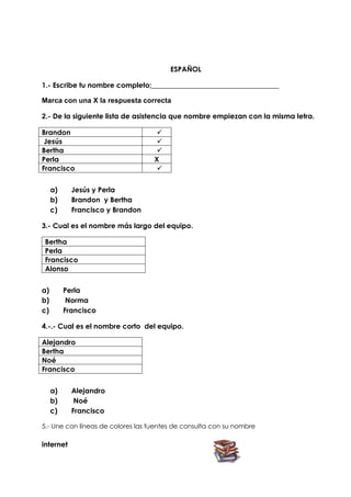 1° examen b1 luz | DOCX
