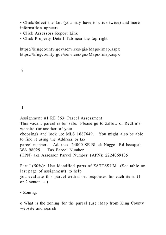 1 example sample for assignment #1 re 363 parcel asses | DOCX