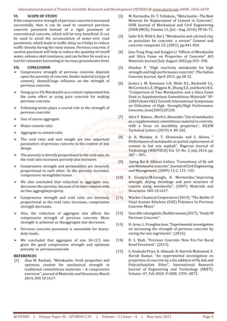 Experimental Study on Performance of Metakaolin in Pervious Concrete ...