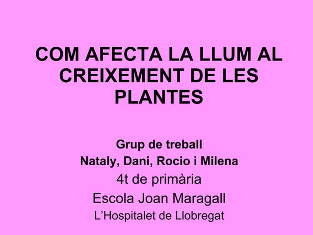 Com afecta la llum al creixement de les plantes? | PPT