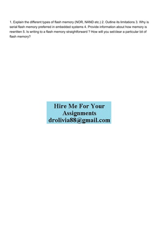 1 Explain the different types of flash memory NOR NAND et.pdf