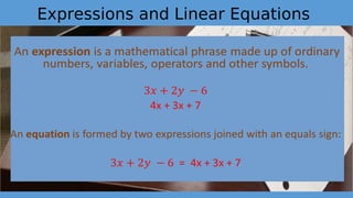 Simplifying Expressions and Solving Linear Equations | PPT