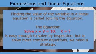 Simplifying Expressions and Solving Linear Equations | PPT