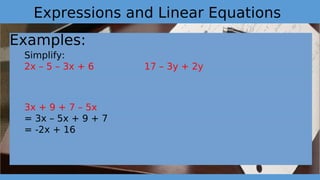 Simplifying Expressions and Solving Linear Equations | PPT