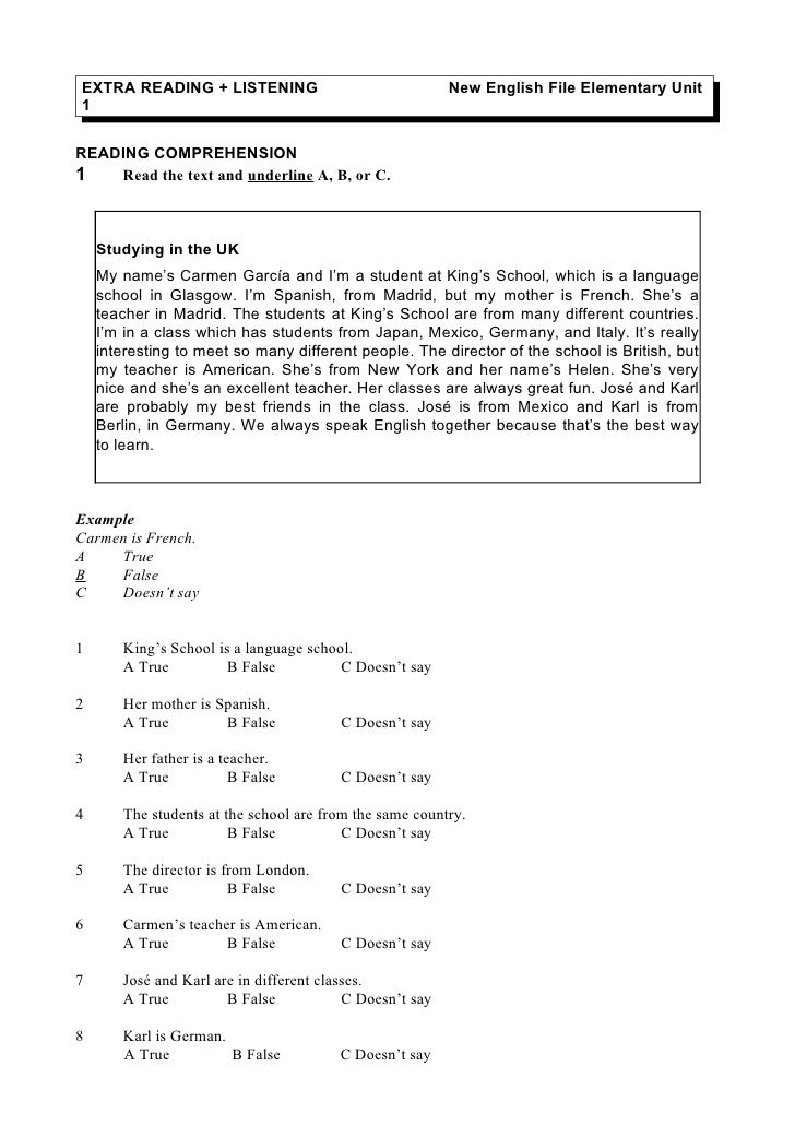 1 extra reading & listening