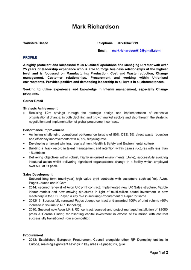 CV Mark Richardson 4 | PDF