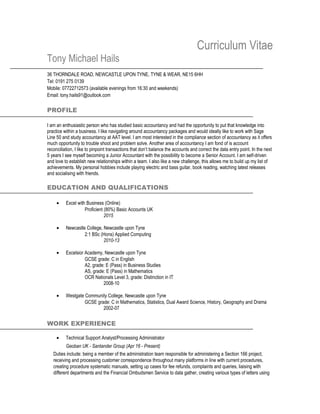 Curriculum Vitae - Finance | DOC