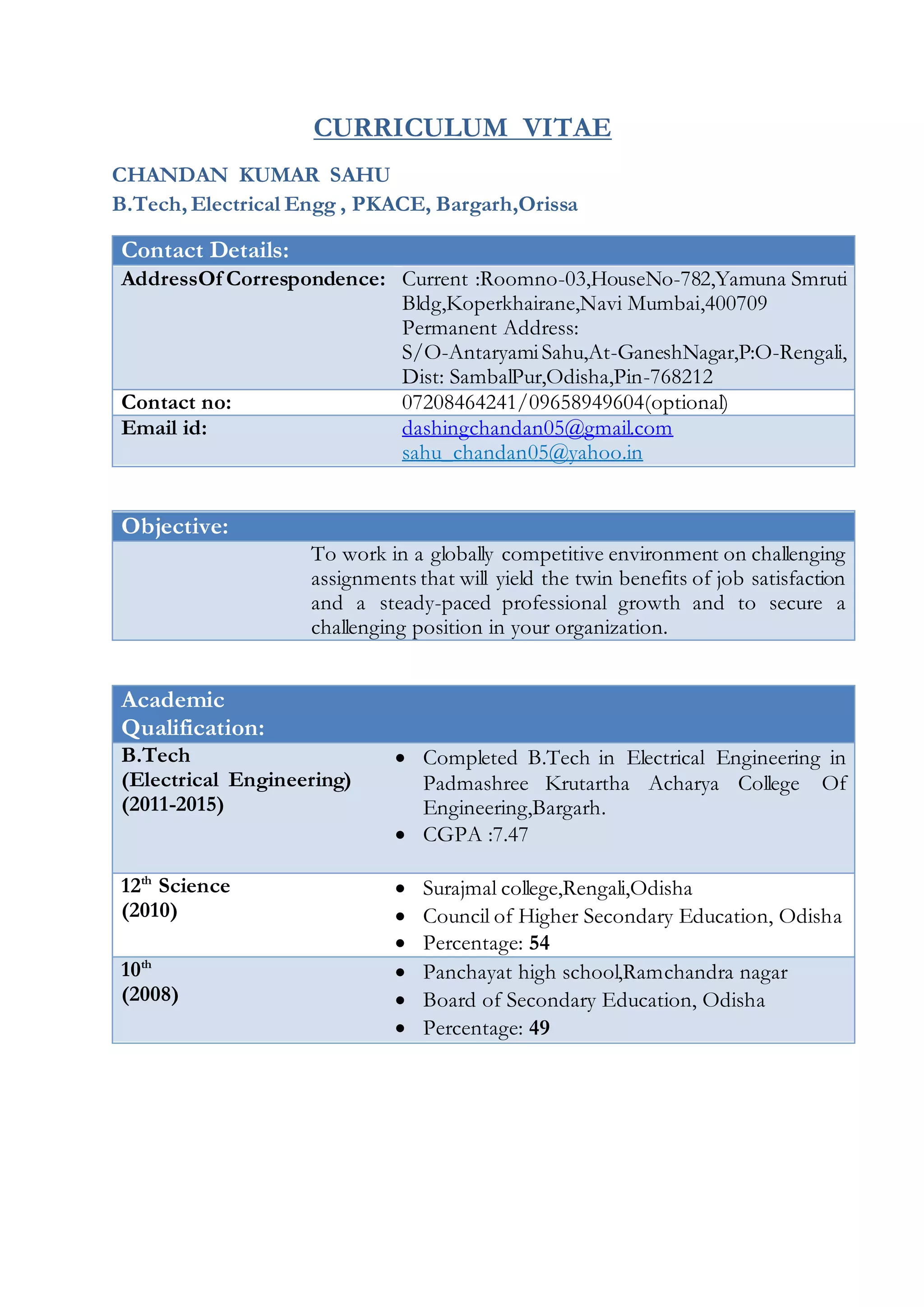 Chandan_cv_Updated | DOCX | Education