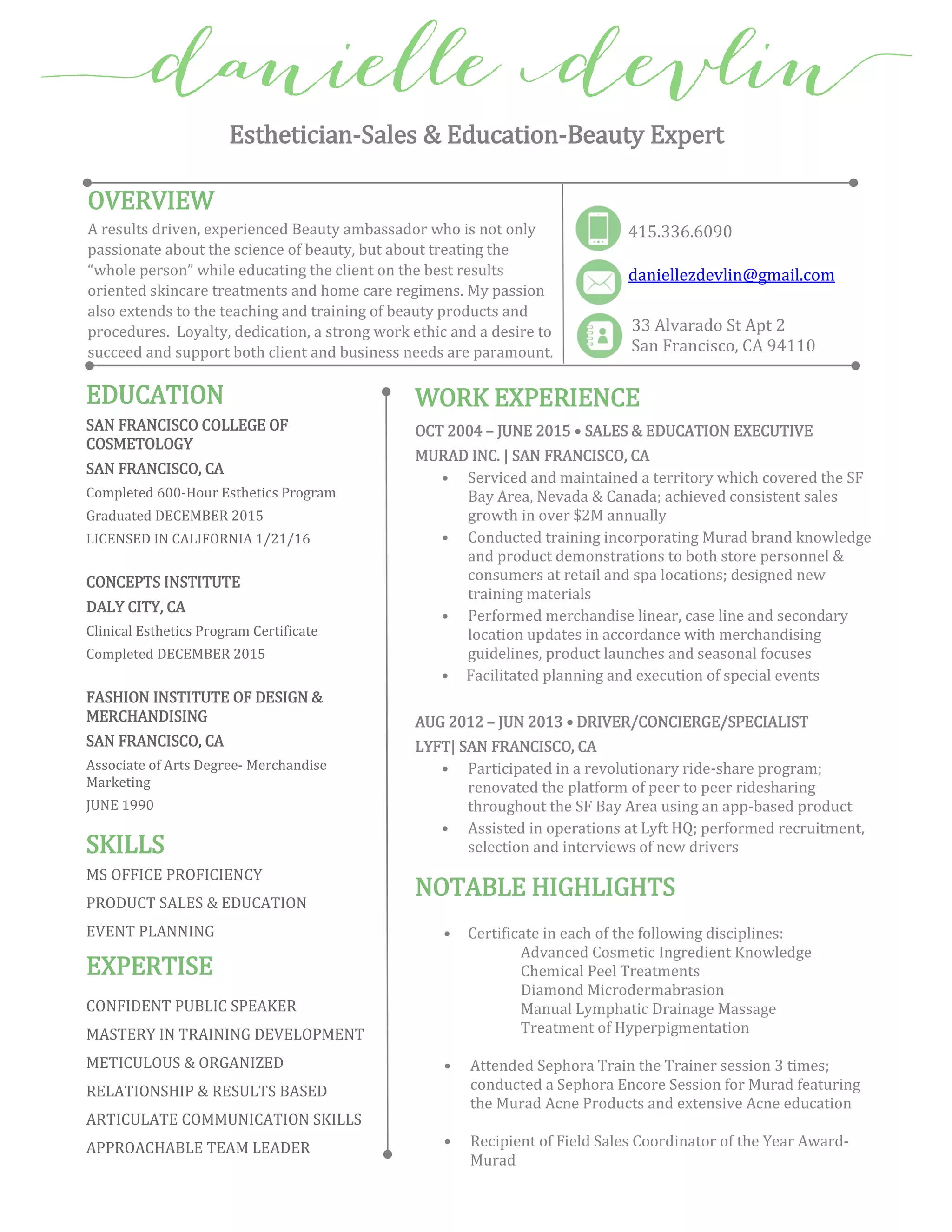 DDEVLIN RESUME | PDF | Skin and Dermatology | Diseases and Conditions