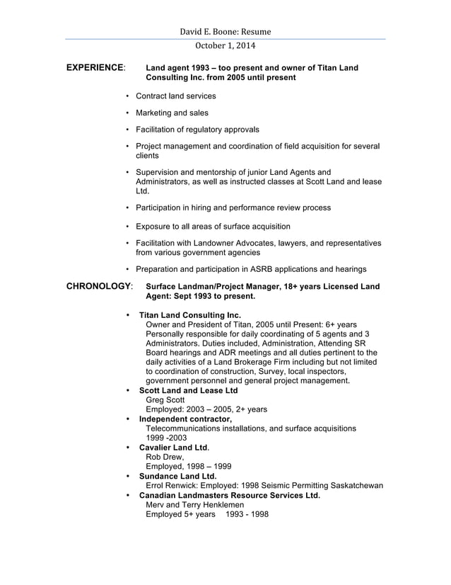 David Boone Landman Resume revised | PDF | Developmental Sites | Real ...