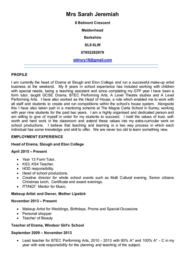 Sarah Jeremiah CV up to date | PDF