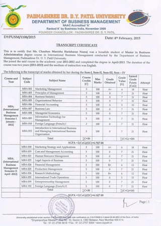 MBA Transcript | PDF