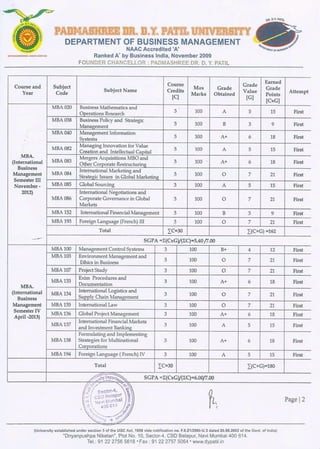 MBA Transcript | PDF