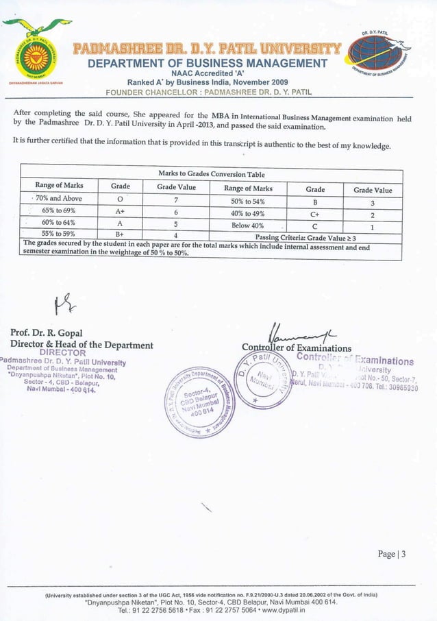 MBA Transcript | PDF