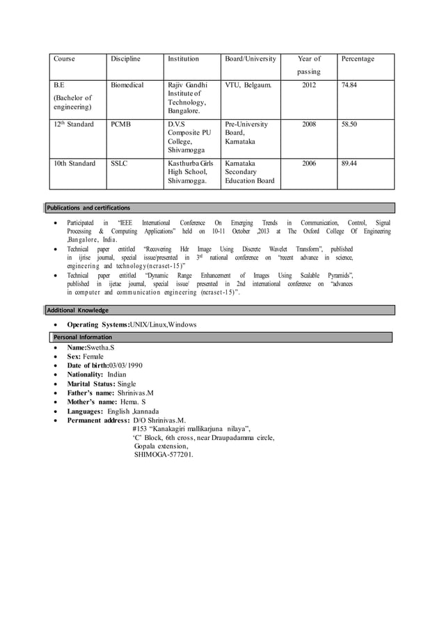 swetha resume | PDF