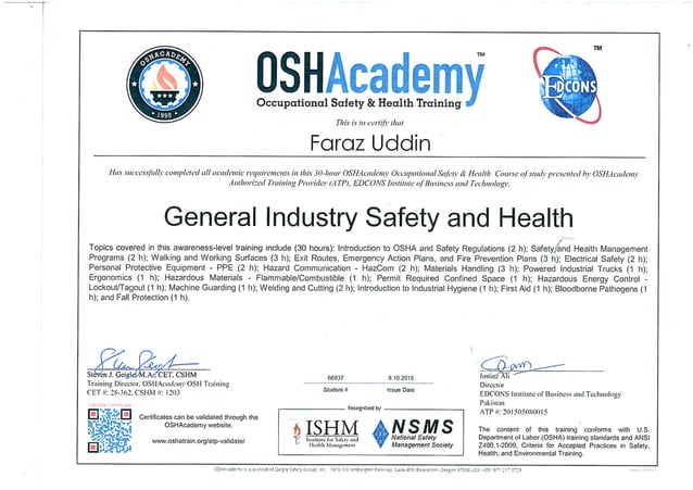 OSHA certificate | PDF