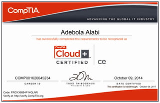 CompTIA Cloud+ ce certificate | PDF | Internet Safety | Parenting