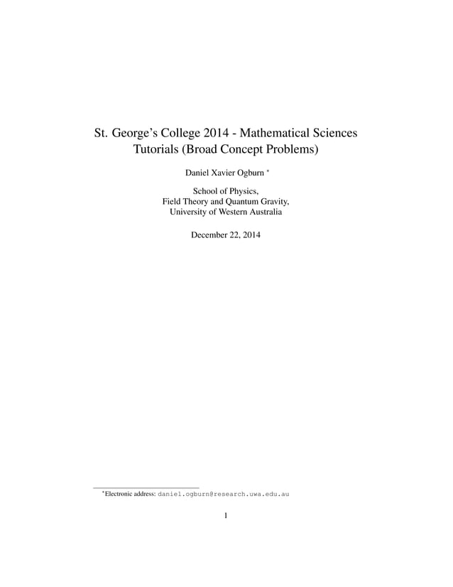 SGC 2014 - Mathematical Sciences Tutorials | PDF