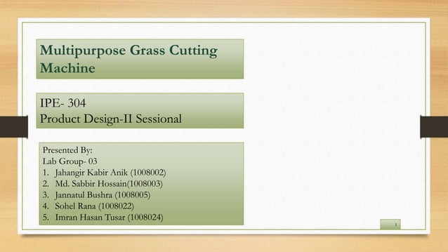 Multipupose grass cutting machine | PPTX