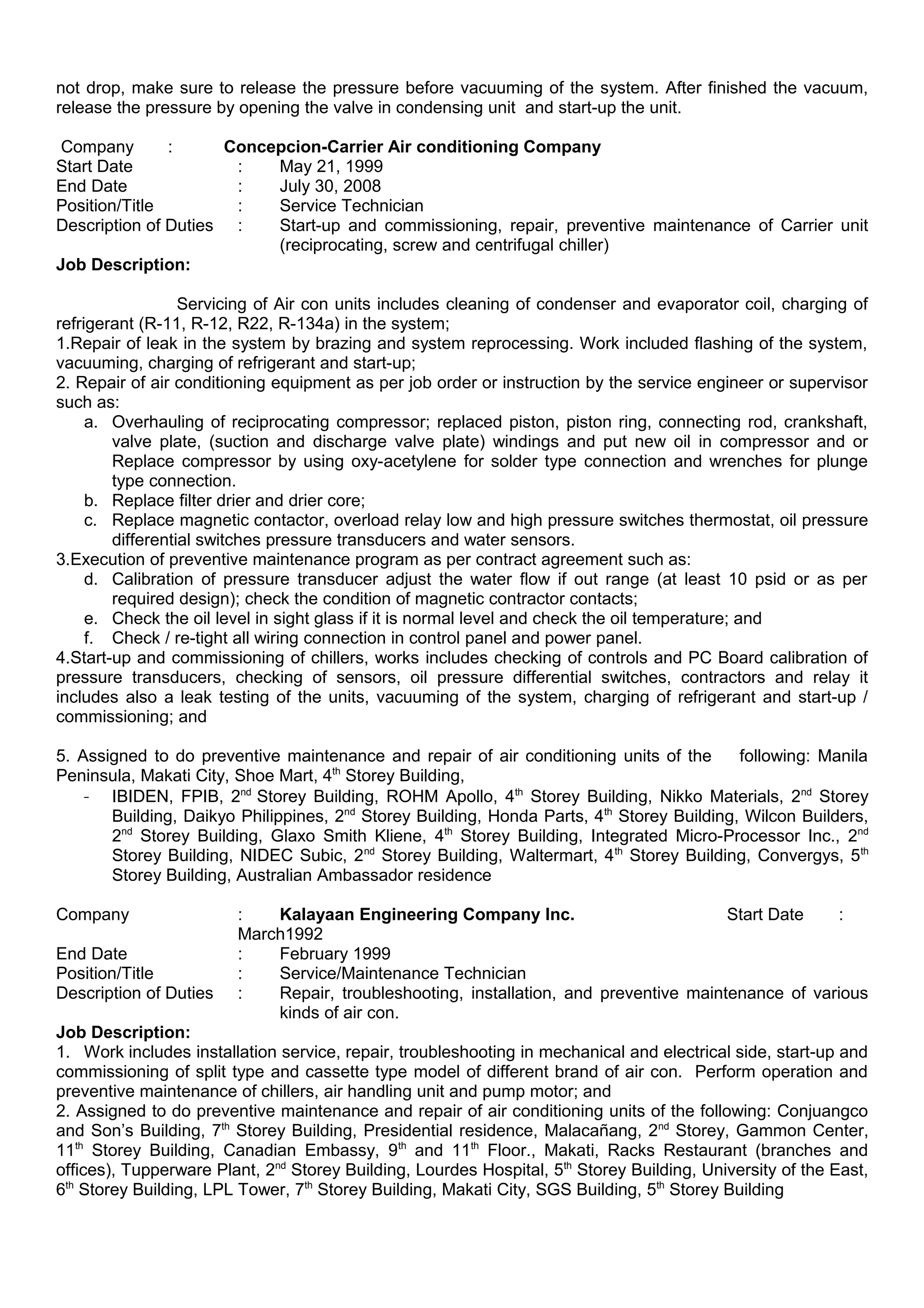 resume updated. | DOC