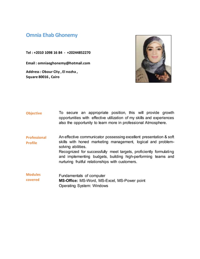 Omnia Ehab cv | PDF